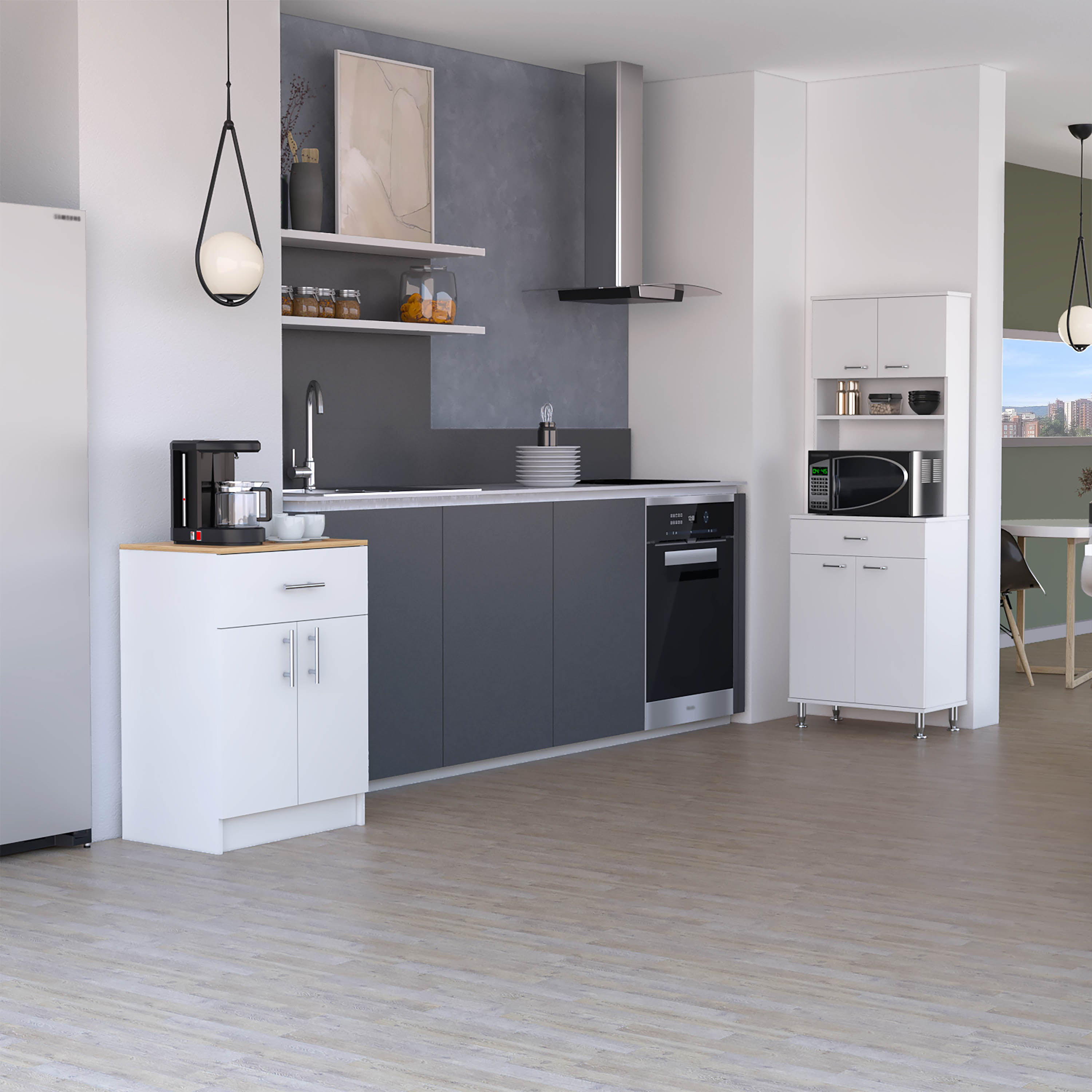 KIHO Onalaska 2 Piece Kitchen Set, Pantry Cabinet + Pantry Cabinet ...