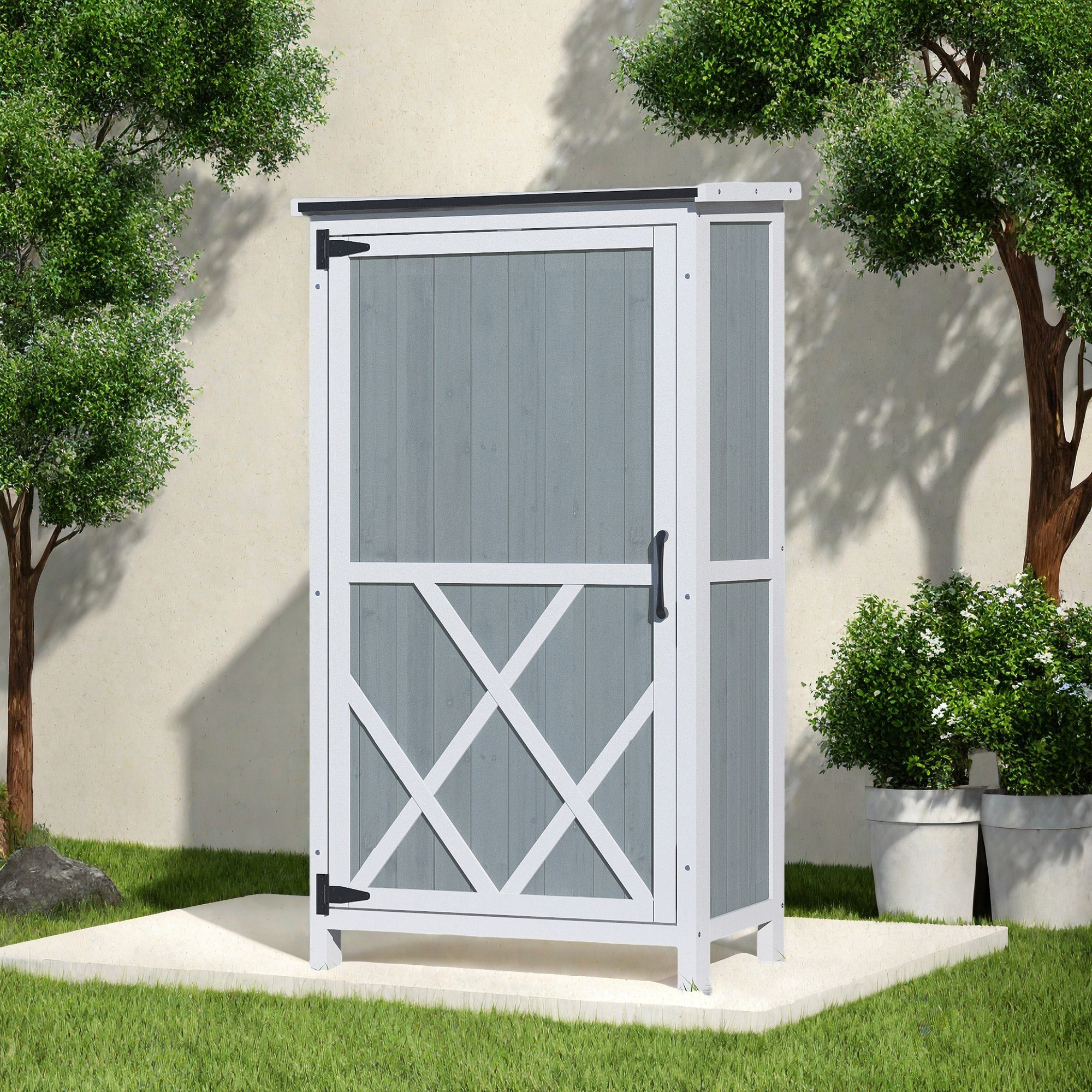 PhoebeHoliday 54" Two-Tone Storage Shed - Gray Design With Sloped Roof ...