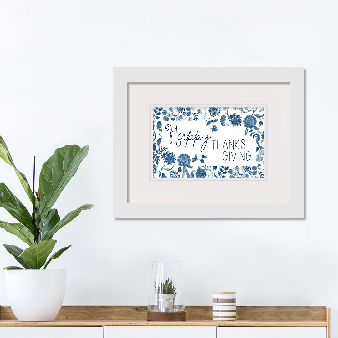 The Holiday Aisle® Blue Floral - Picture Frame Textual Art | Wayfair