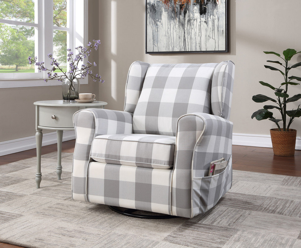 Rosalind Wheeler Modern Fabric Upholstered Swivel Glider Chair with ...