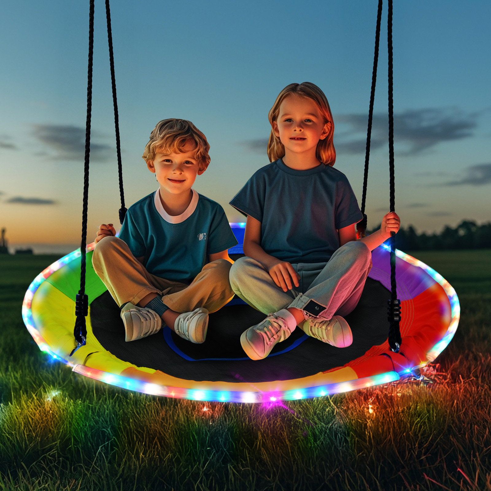 Klo Kick 40” Saucer Tree Swing With Led Lights For Kids Outdoor | Wayfair