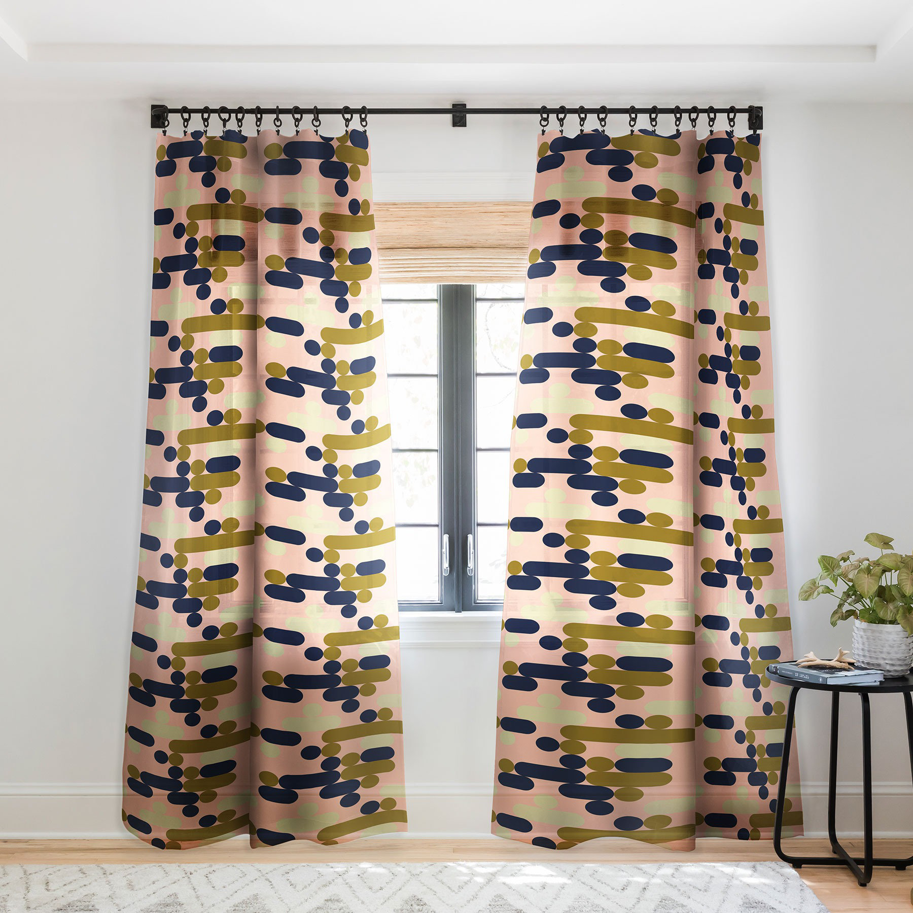 East Urban Home Marta Barragan Camarasa Modern Pink Geometry 1pc Sheer ...