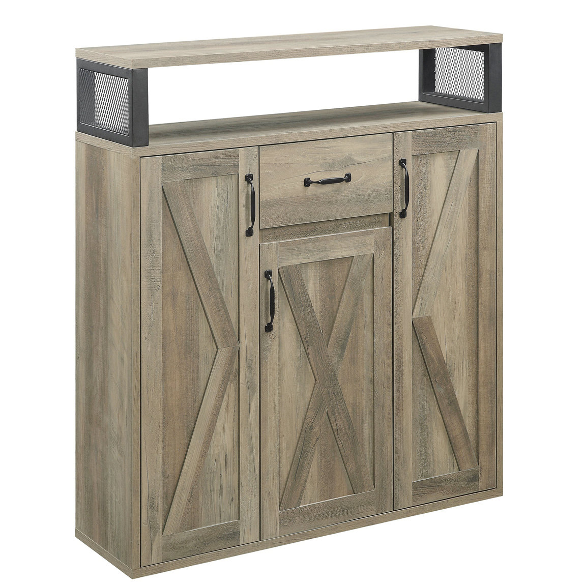 Gracie Oaks Rustic Oak Server With 3 Doors | Wayfair