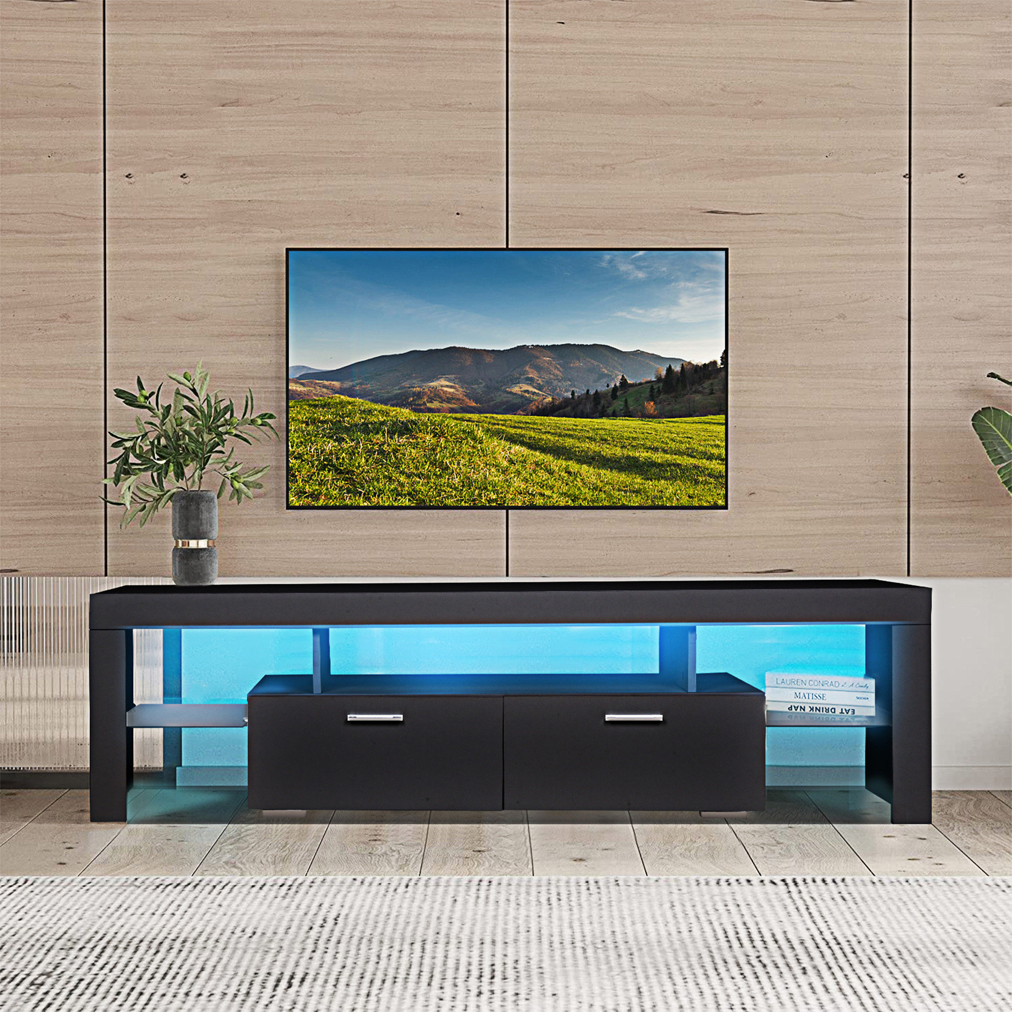 Wrought Studio™ LED TV Stand Modern TV Stand With Storage Entertainment ...