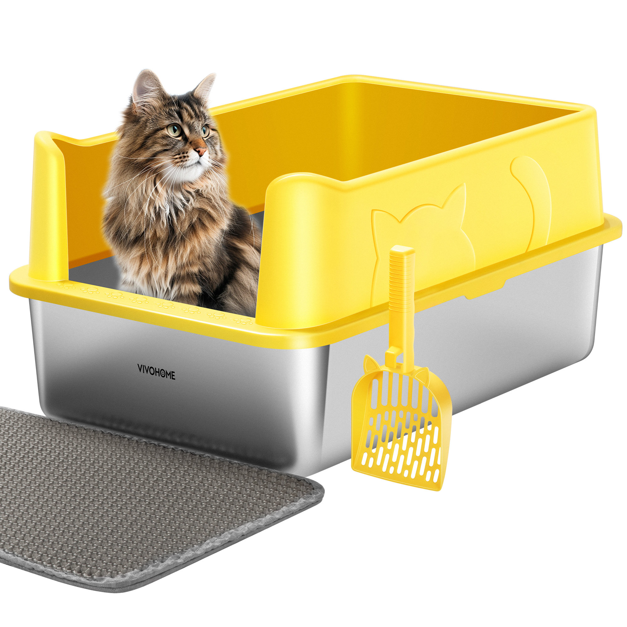 Tucker Murphy Pet™ Extra Large Stainless Steel Cat Litter Box with Lid ...