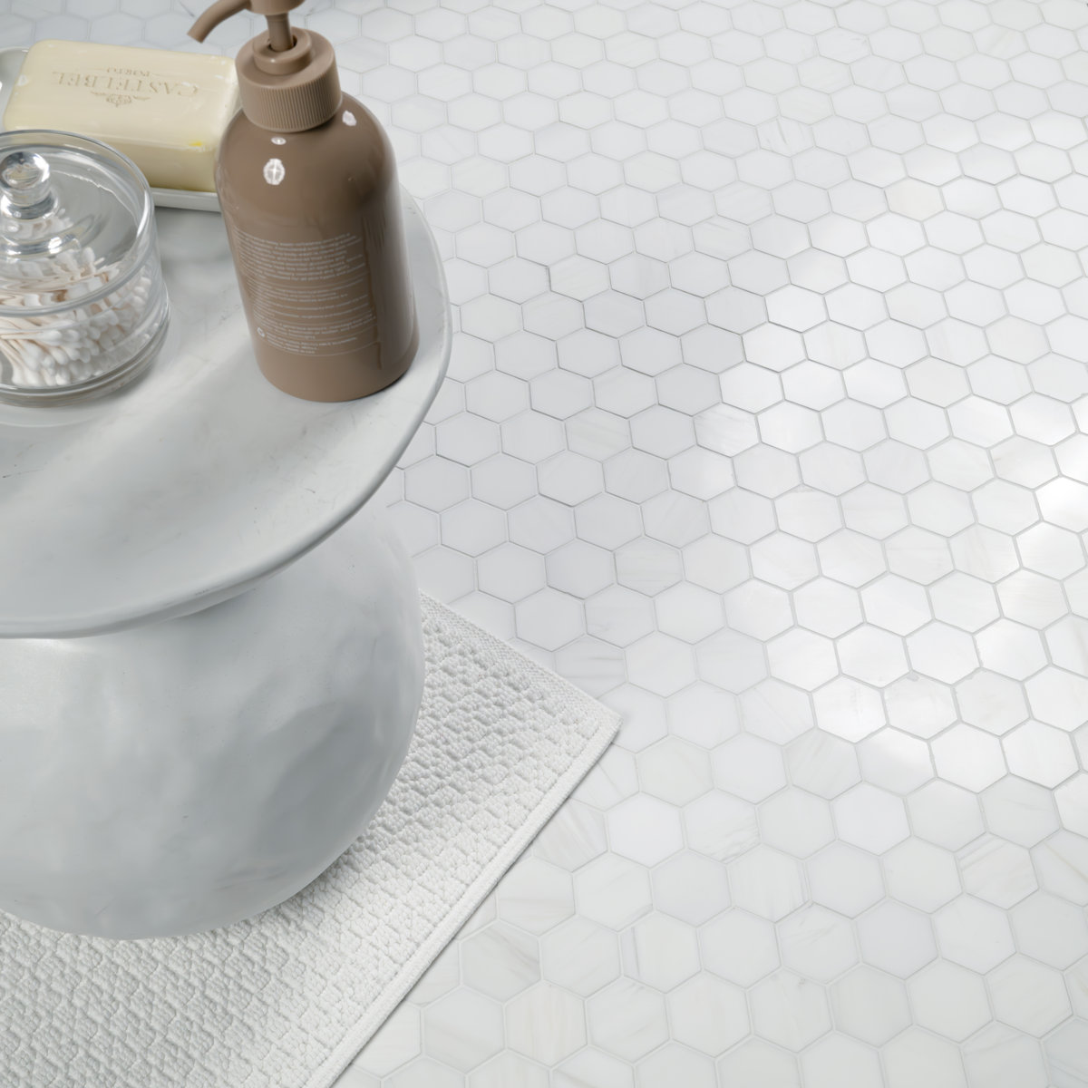 Ackland Calabria Frost Hexagon 12 in. x 13 in. Polished Marble Mosaic ...