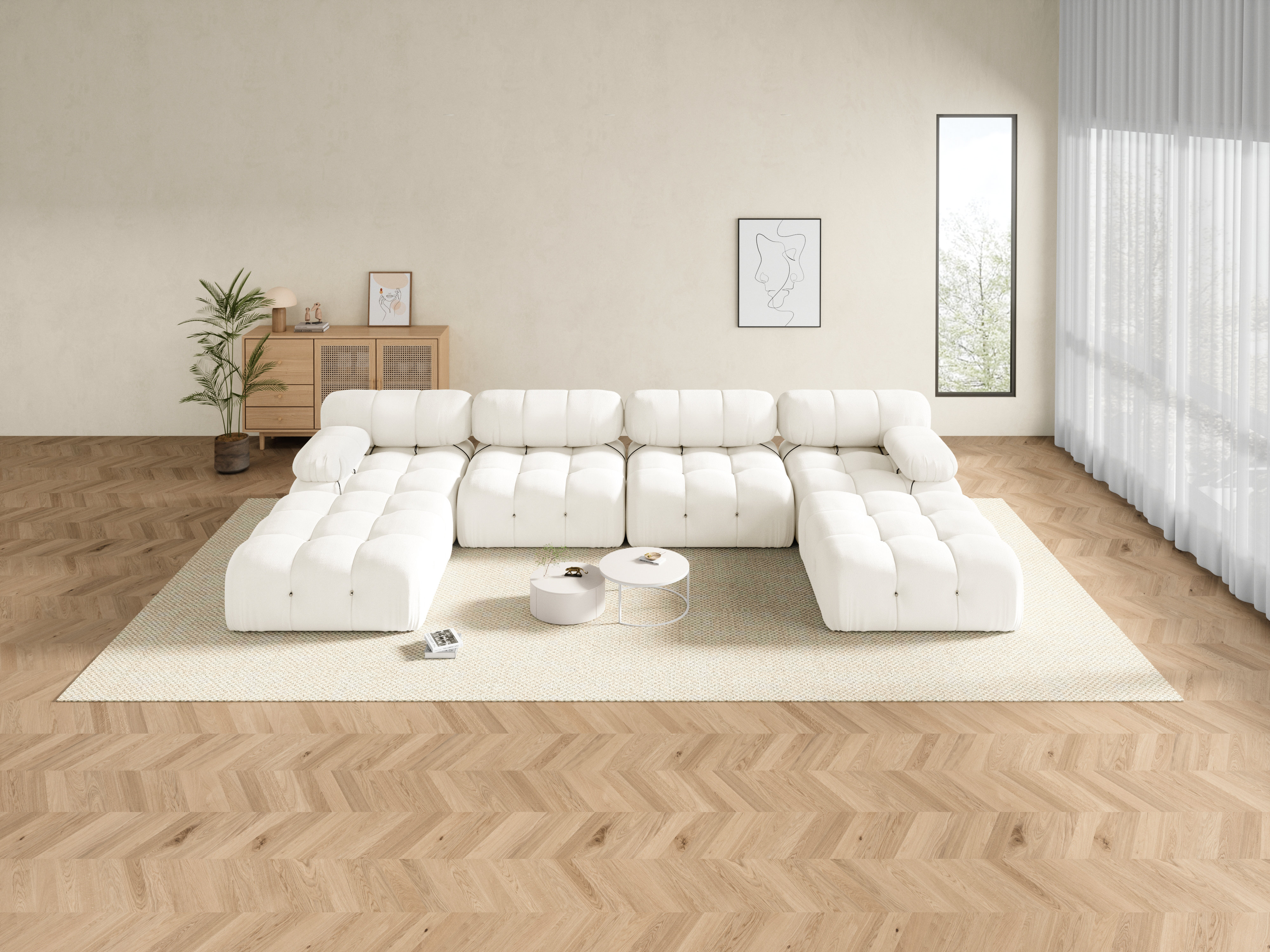 Hokku Designs Regana 148'' Upholstered Sofa & Chais, Modular Sectional ...