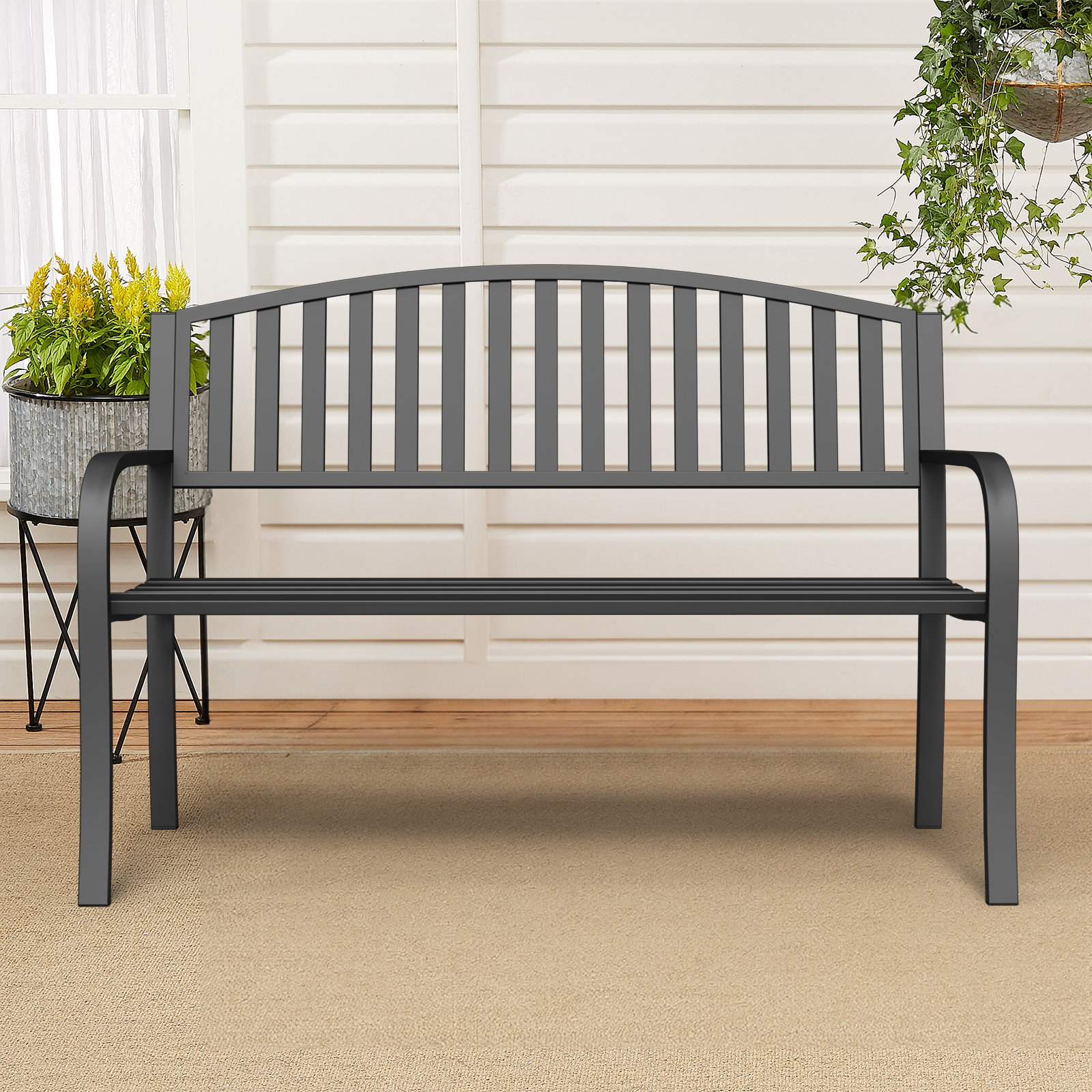 Winston Porter 50 Inches Outdoor Garden Bench, Outside Bench with Anti ...