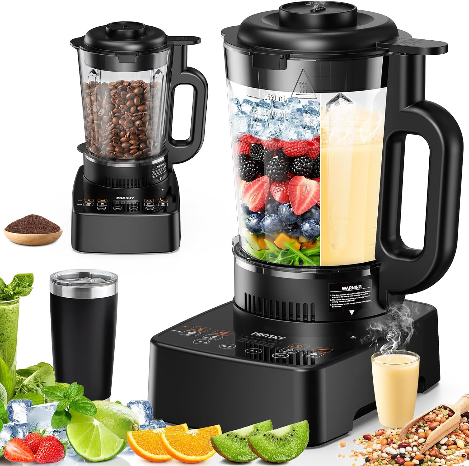 Prasky 10-in-1 Heating Blender: Hot Soup Maker, Smoothie Blender, Nut ...