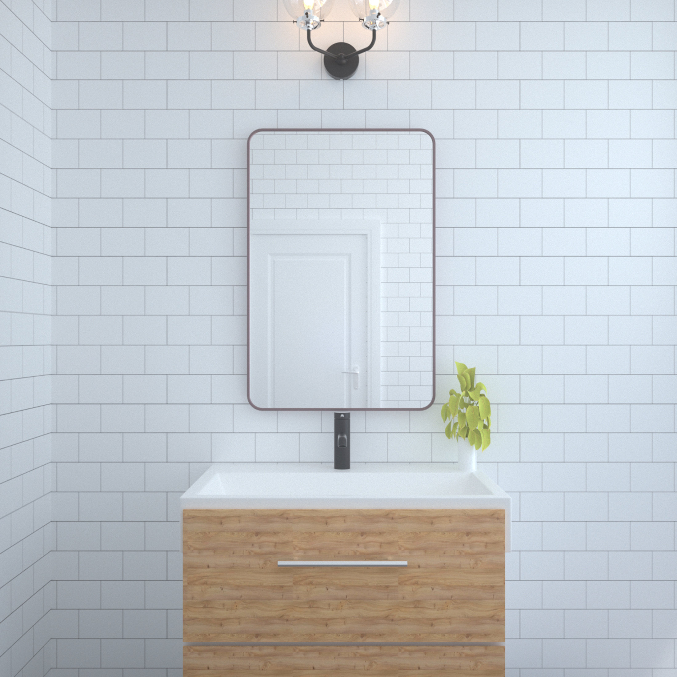 Ebern Designs Aluminum Framed Rounded Rectangle Bathroom Wall Mirror ...