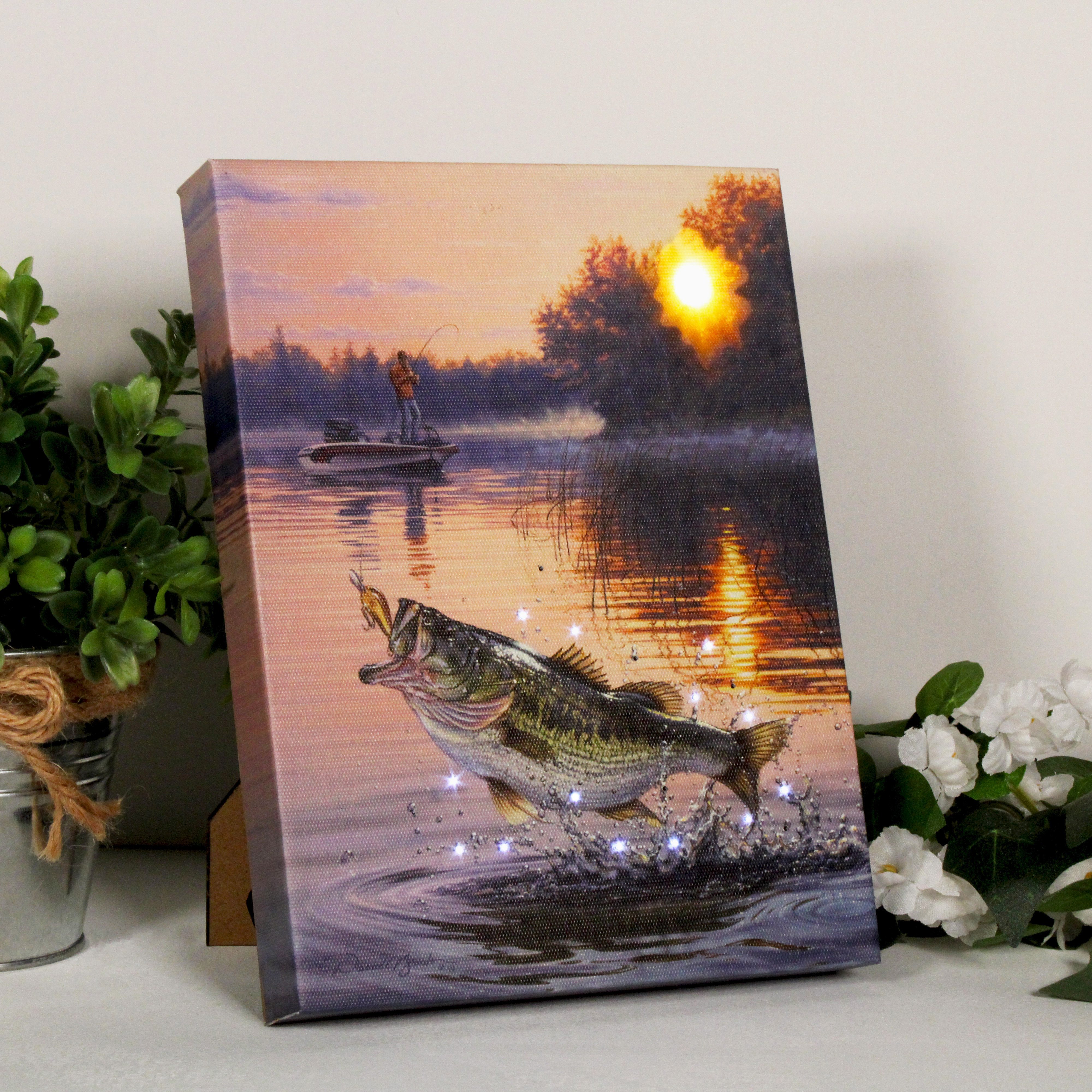 East Urban Home Early Catch 8x6 Mini Lighted Easel Back Canvas | Wayfair