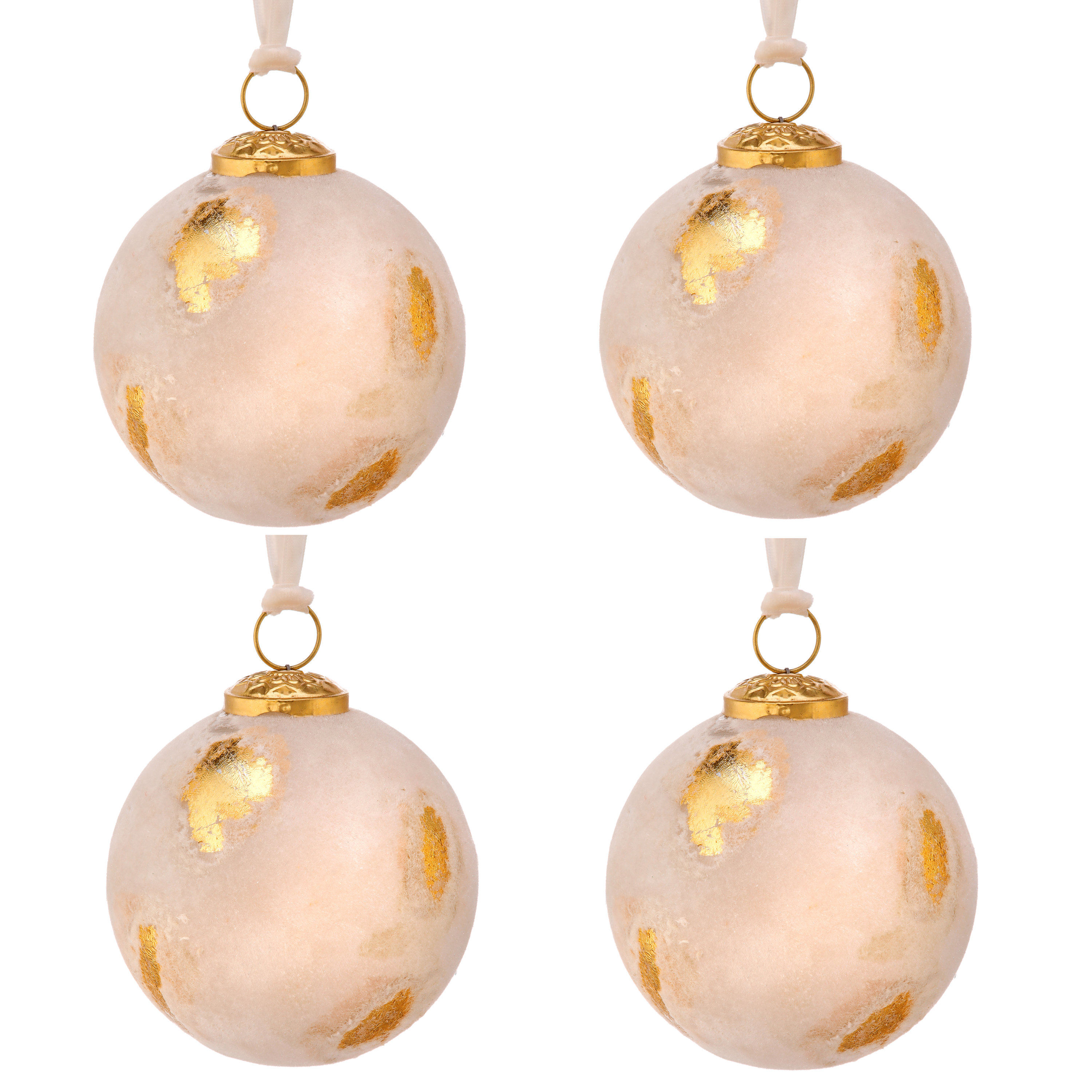 Regency International 4" Glass Ball Ornament With Velvet Overlay Set of ...
