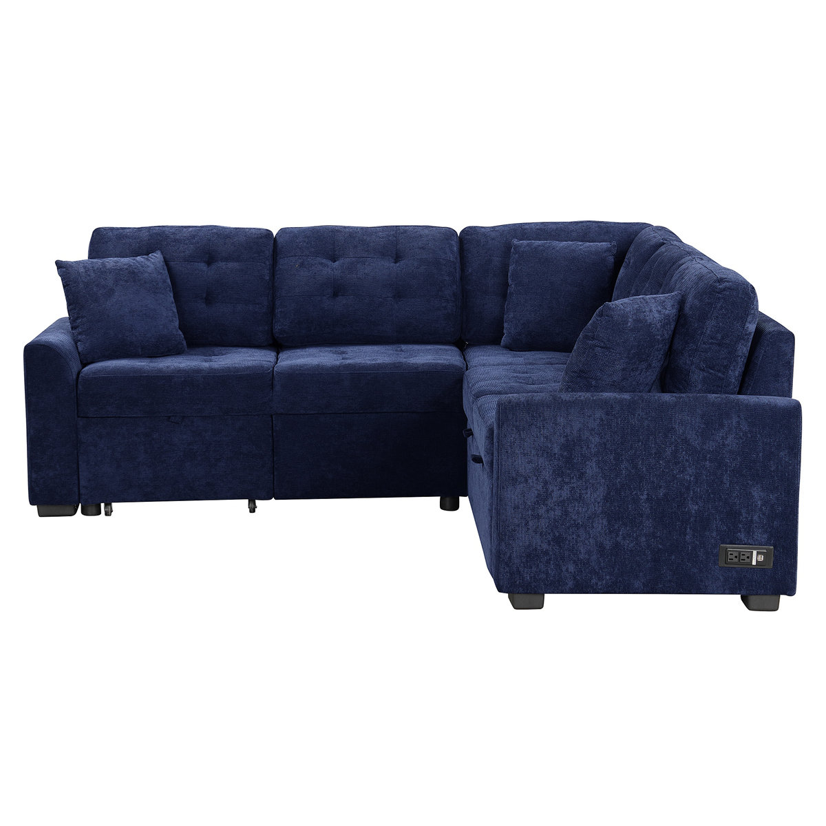 Ivy Bronx 82.6" L-Shape Sofa Bed Pull-Out Sleeper Sofa With Wheels, USB ...