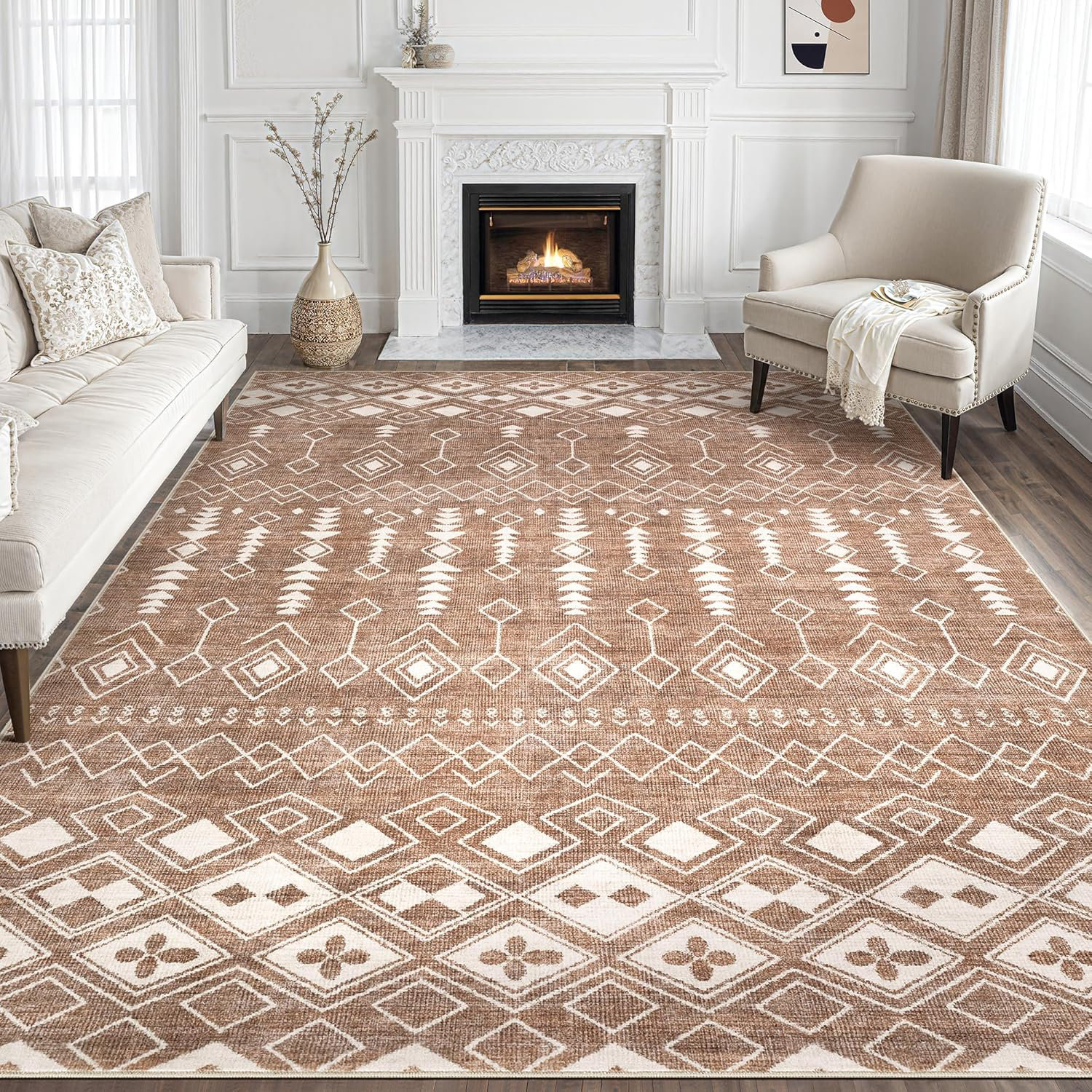 Union Rustic Area Rug Living Room Rugs - 8X10 Washable Large Soft ...