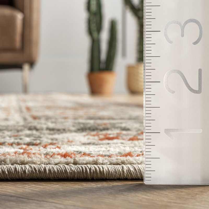 Steelside™ Eloise Oriental Beige/Gray/Orange Area Rug & Reviews | Wayfair