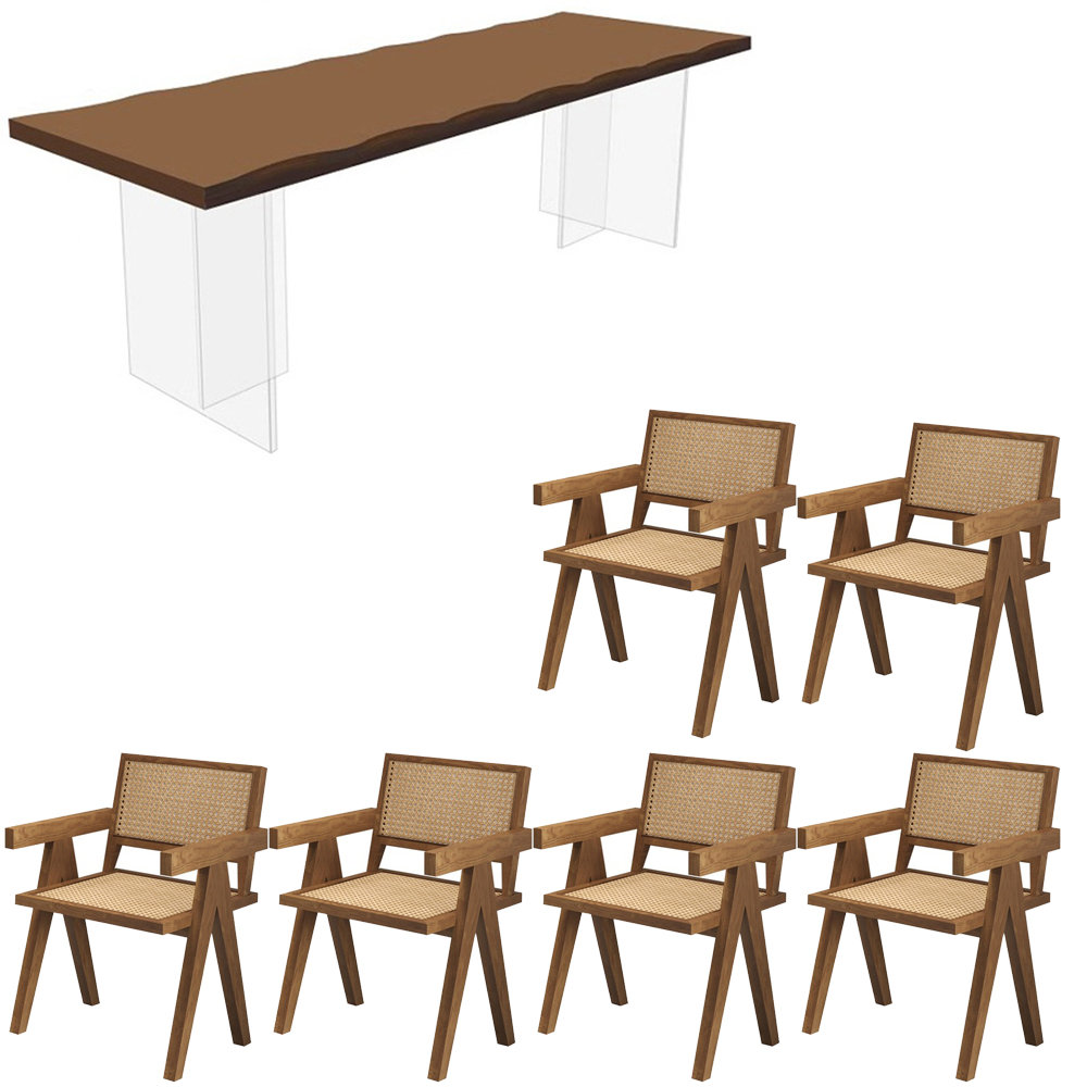 Brishher All solid wood acrylic floating dining table set | Wayfair