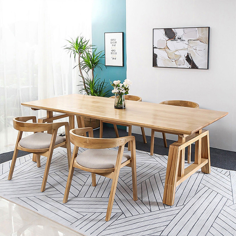 Open Edge Sports Rectangular Burlywood Solid Wood Dining Table Set ...