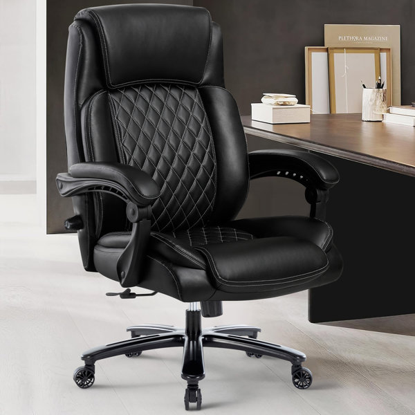 Hokku Designs Tiso 500LBS Big And Tall Leather Executive Office Chair ...