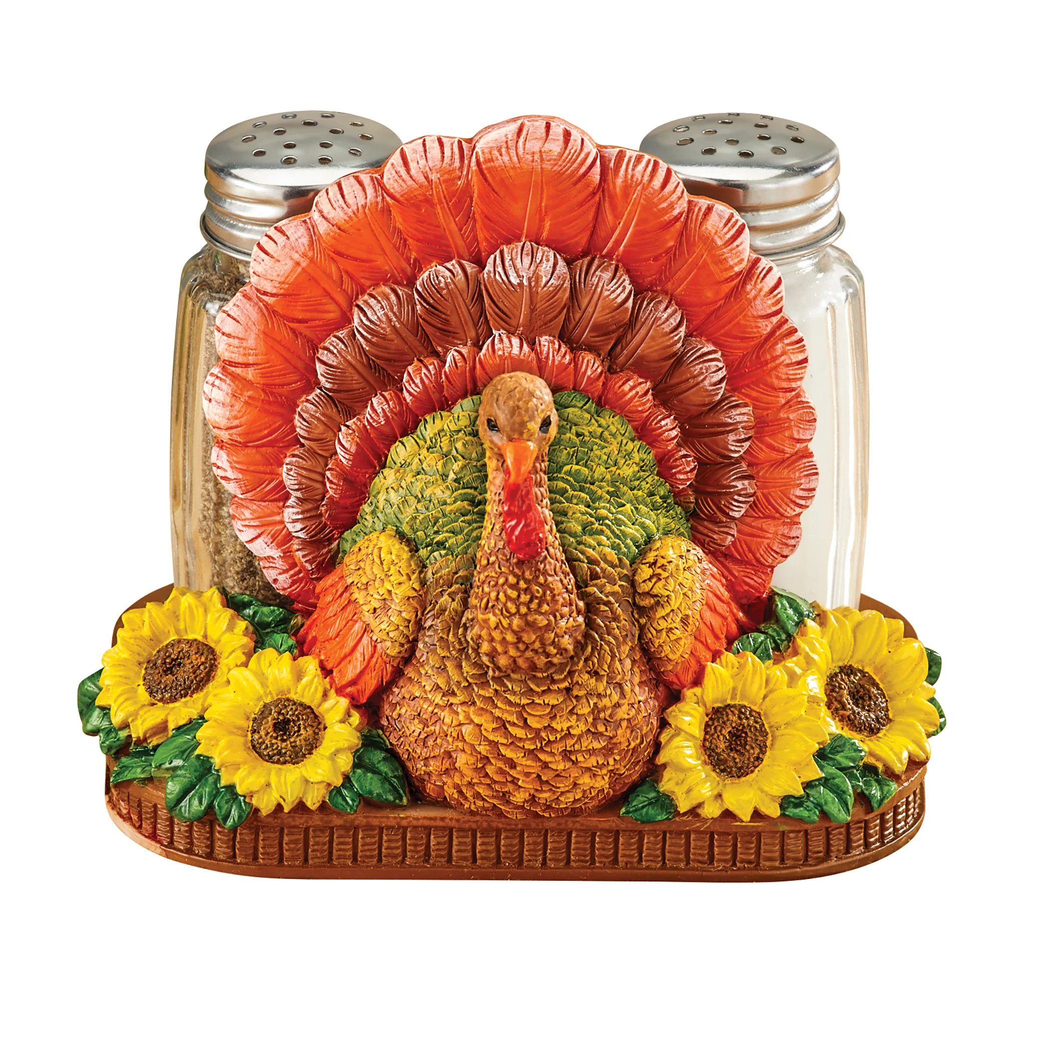 Winston Brands 3-Piece Hand-Painted Fall Turkey Salt & Pepper Shaker ...
