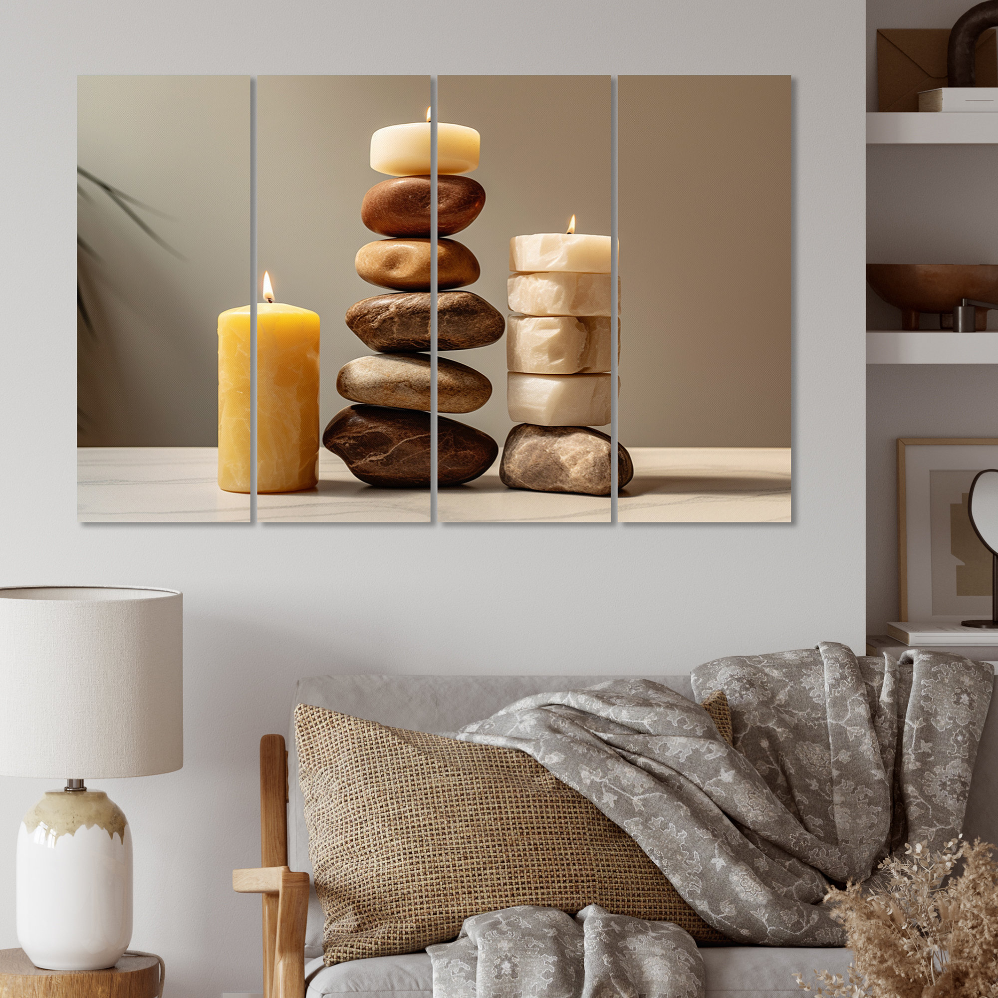 Ebern Designs Zen Harmony Balancing Cairn Stones - Spiritual Stone Wall ...