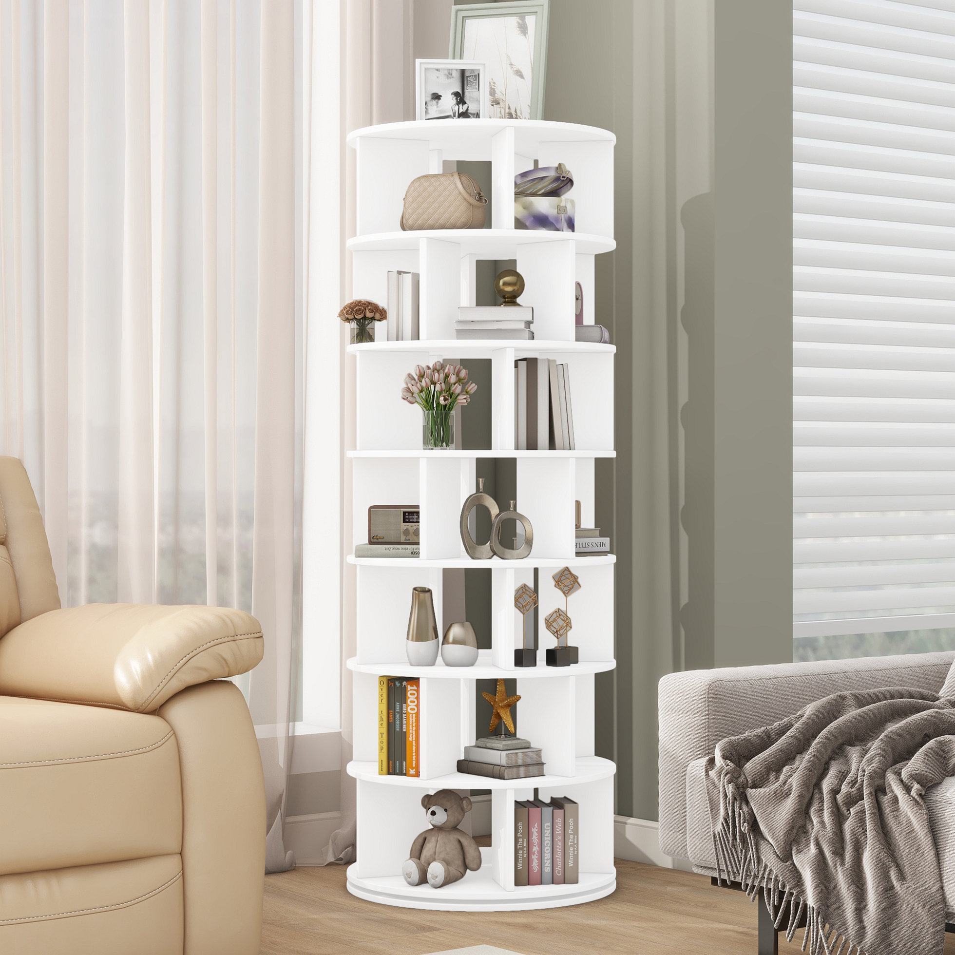 Hokku Designs 23.6'' Rotating Shoe Rack Tower, 7-Tier Spinning Shoe ...