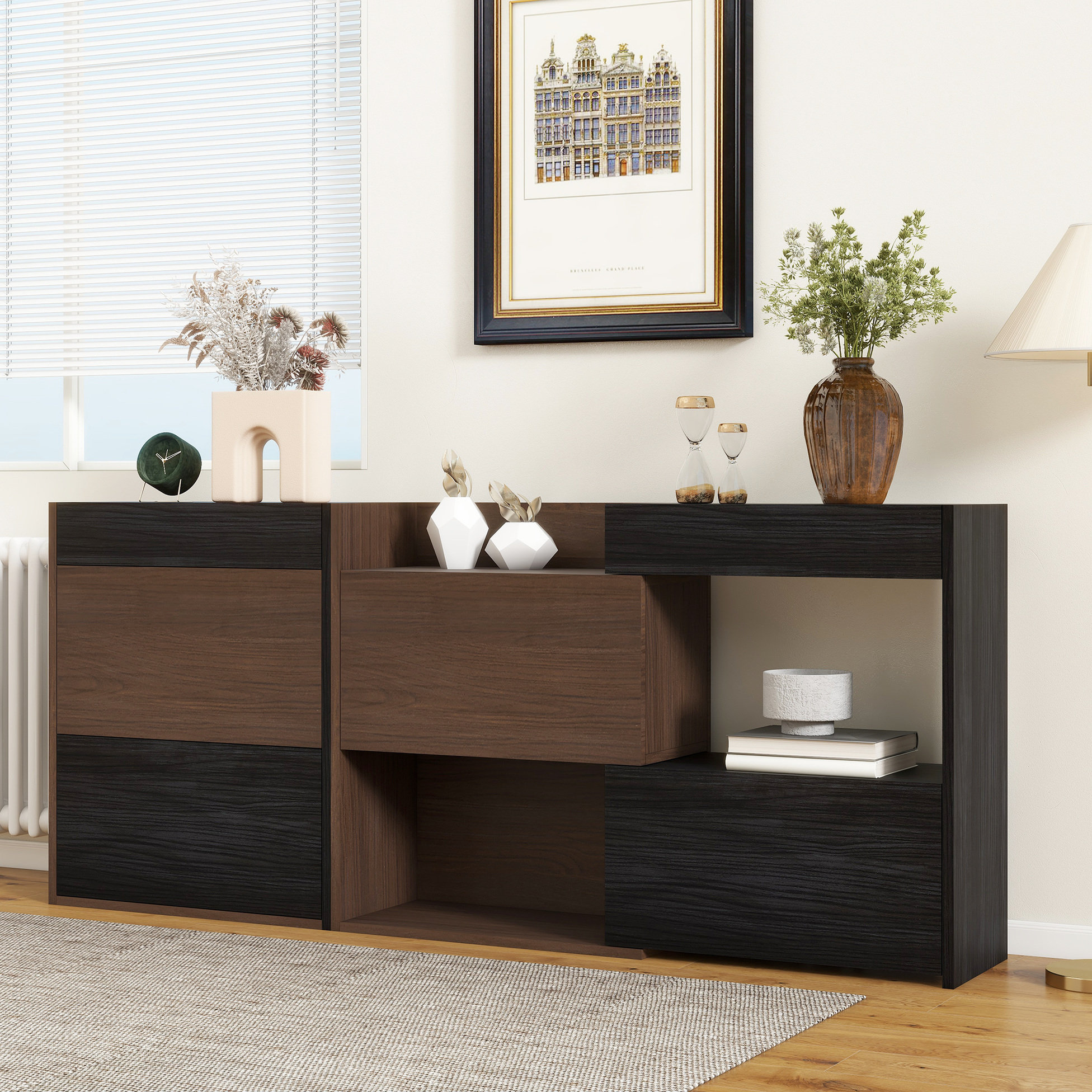 Latitude Run® Of 2 32.5''-58.8''w Black&walnut Buffet Sideboard, 90 ...