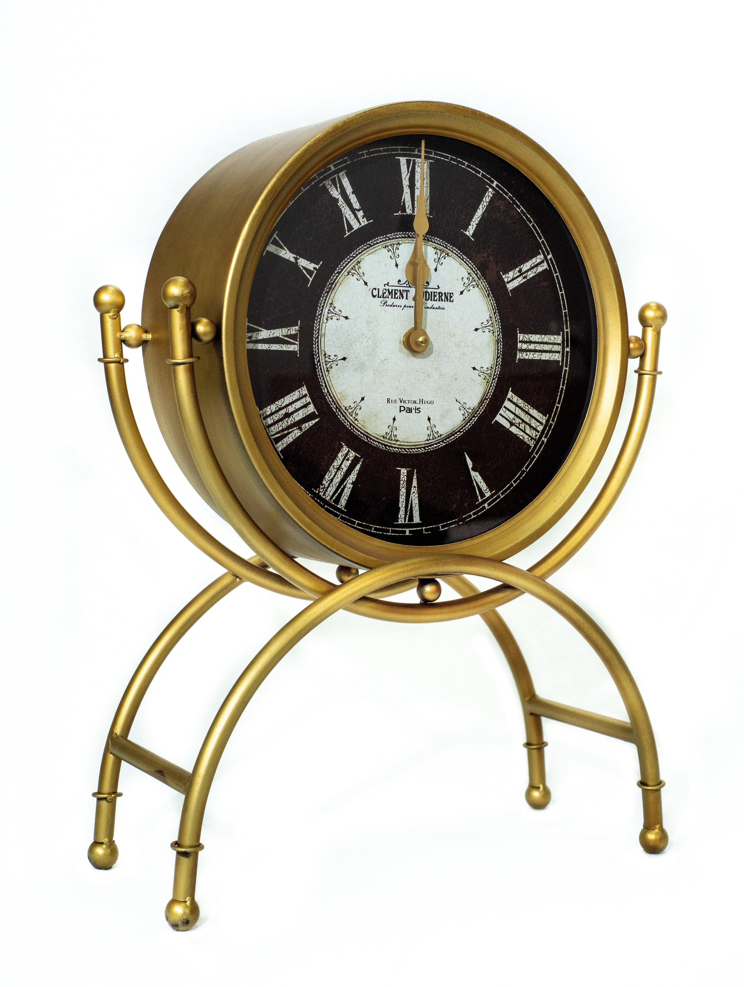 A Touch of Design Dubois Analog Metal Quartz Tabletop Clock in Gold ...