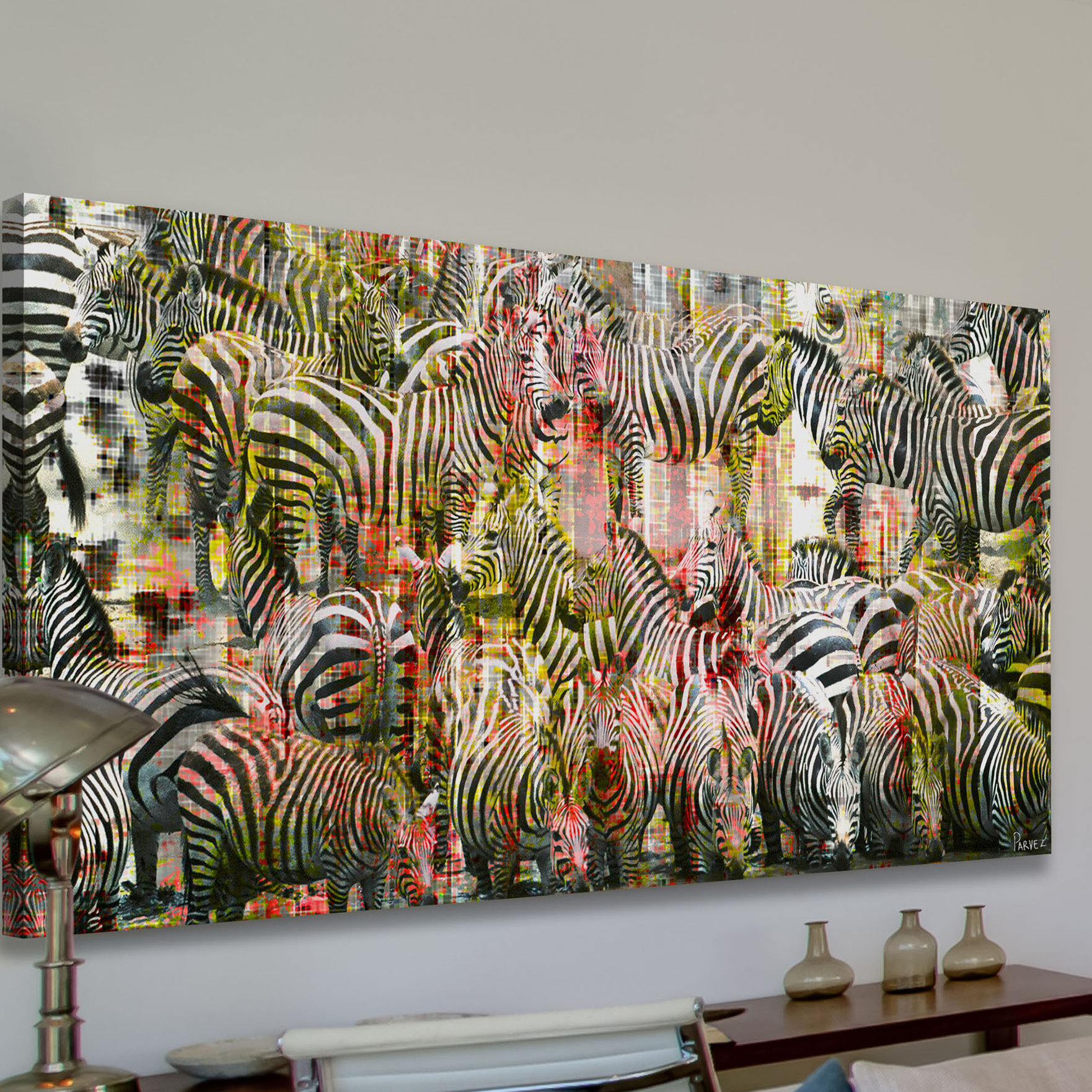 Parvez Taj 'Zebras' by Parvez Taj Painting Print on Wrapped Canvas ...