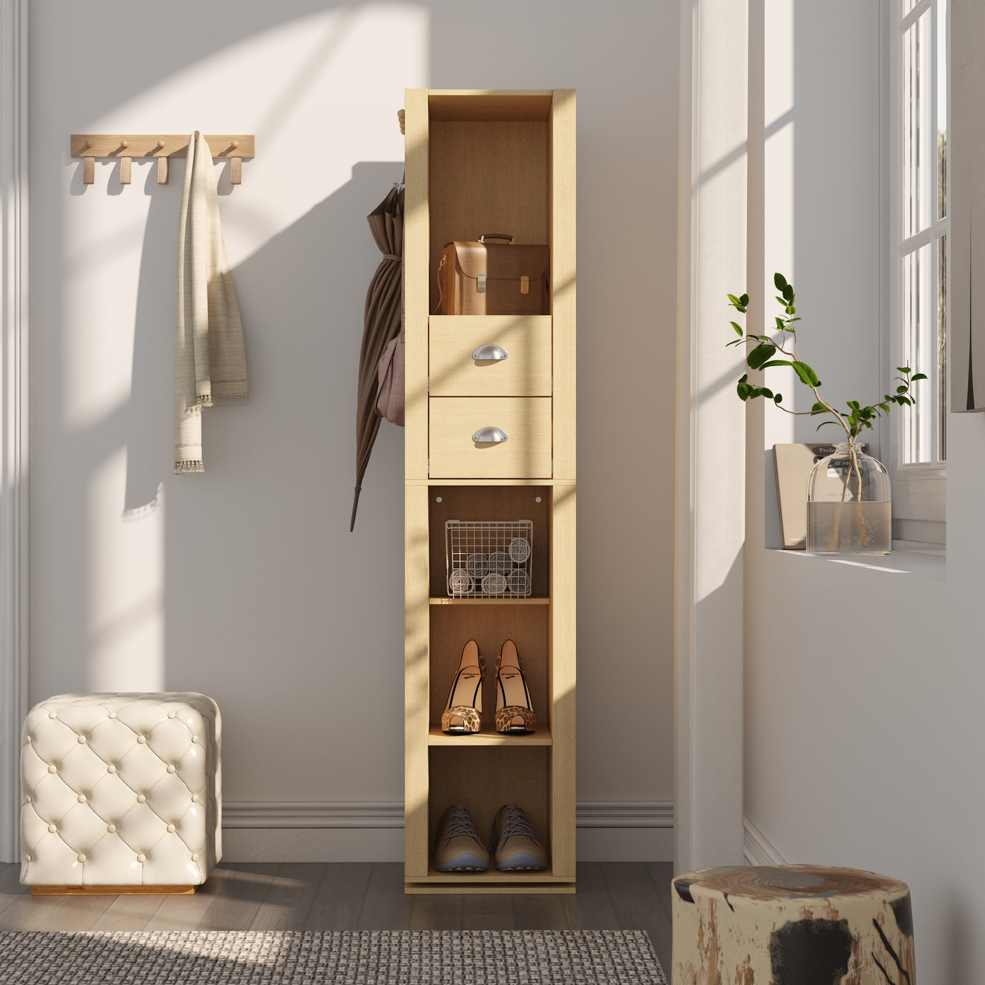 Ebern Designs 360° Rotating Mirror Cabinet Entryway Storage Solution ...