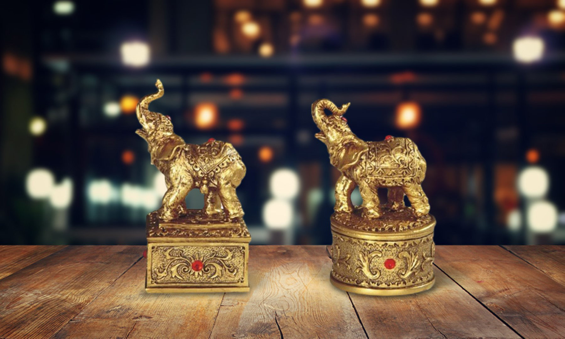 Bungalow Rose 2-PC Set 4"H Golden Thai Elephant Trinket Box Unique ...