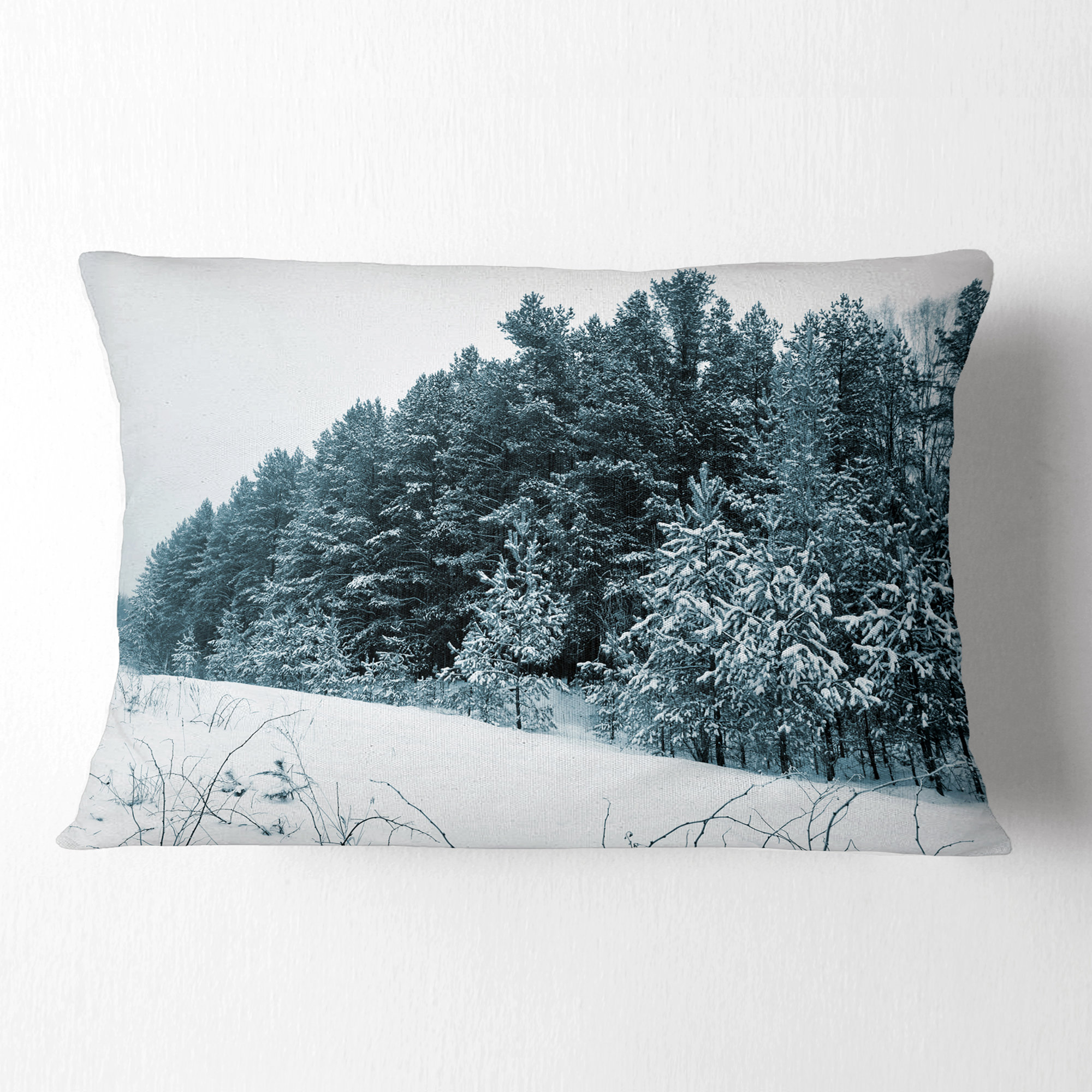 Design Art Dark Winter Trees - Landscape Printed Throw Pillow | Wayfair