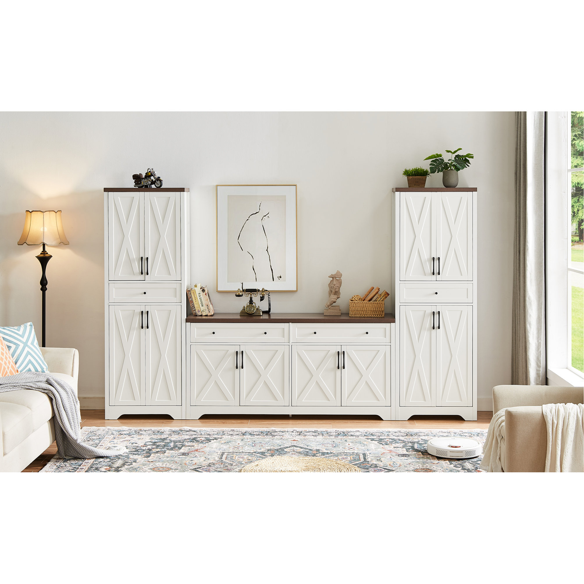 August Grove TV Cabinet Combination Multifunctional TV Wall For Living ...