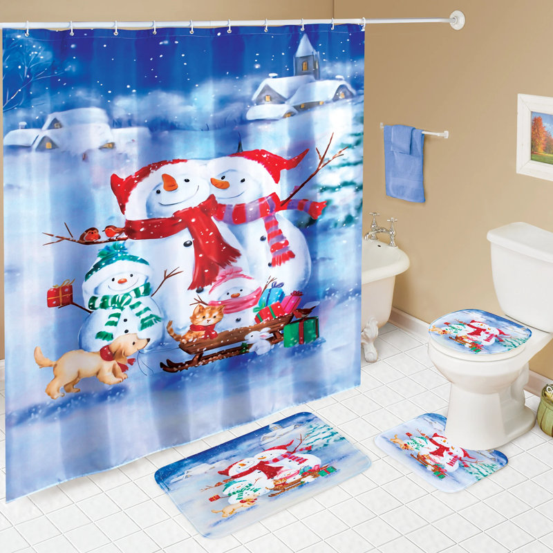 The Holiday Aisle® 4-Piece Festive Snowman Friends Bathroom Set | Wayfair