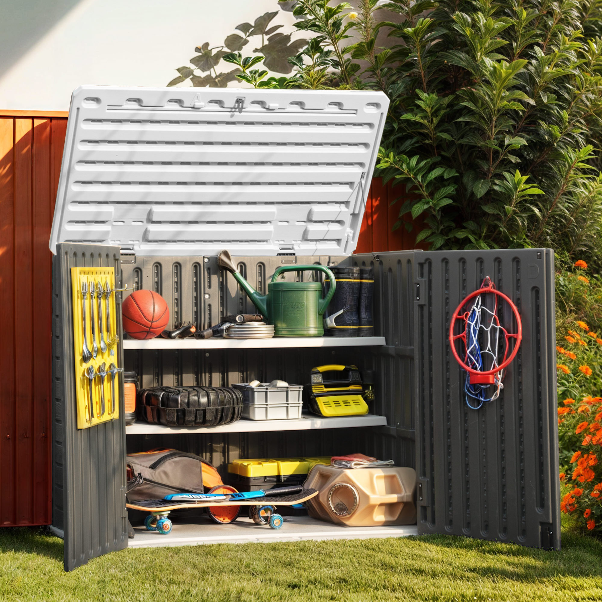 Edrosie Inc Outdoor 35 CU FT Dark Gray Horizontal Storage Shed | Wayfair