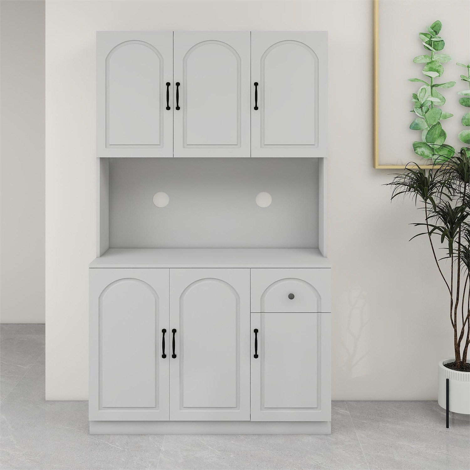 AZHAR'S ORIENTAL RUGS, INC. 71" Black Kitchen Pantry With Microwave ...