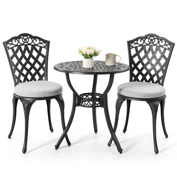 Astoria Grand 3-piece Patio Bistro Set Outdoor Cast Aluminum Bistro ...