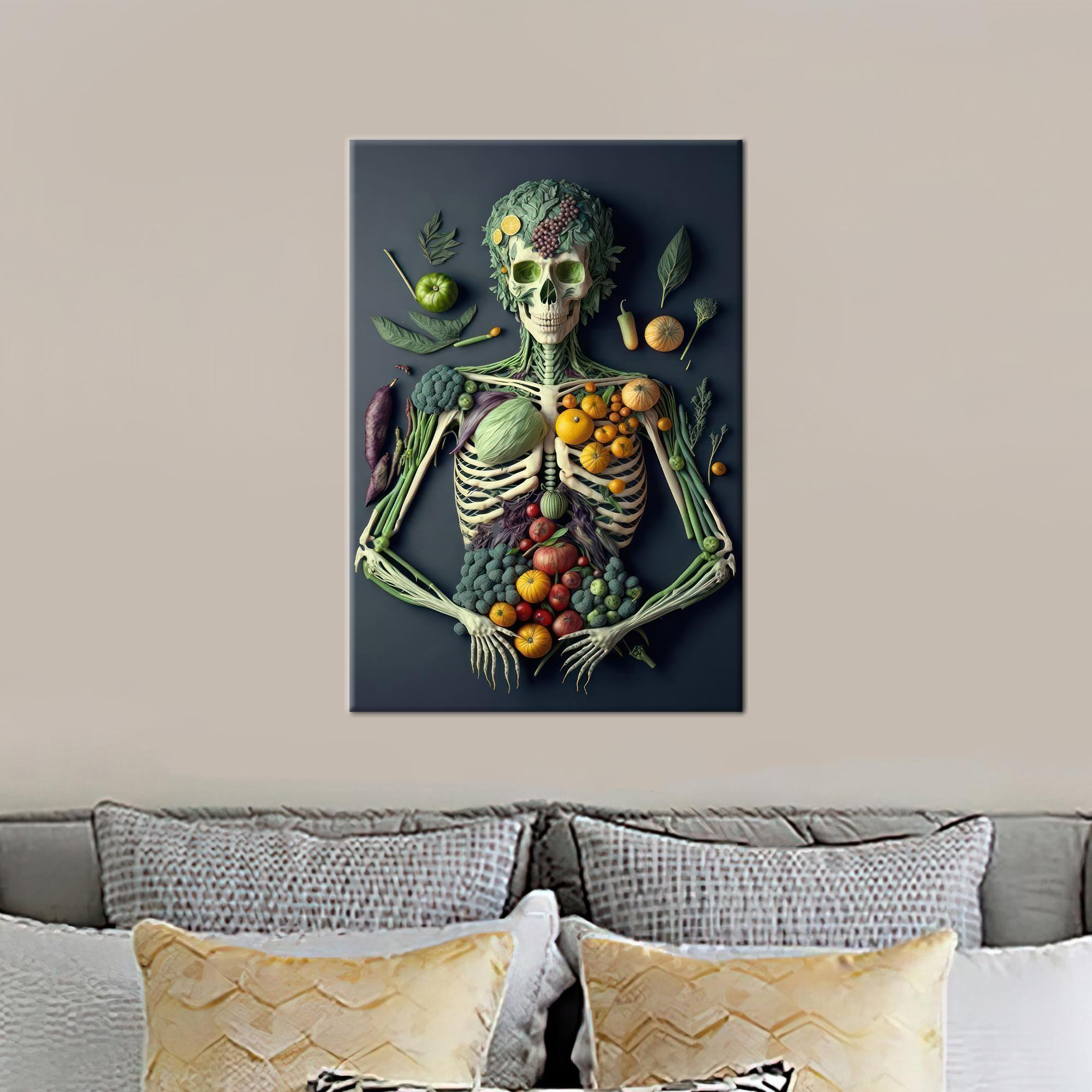 kayra export Modern Wall Hanging Skeleton Canvas Decor Featuring Happy ...