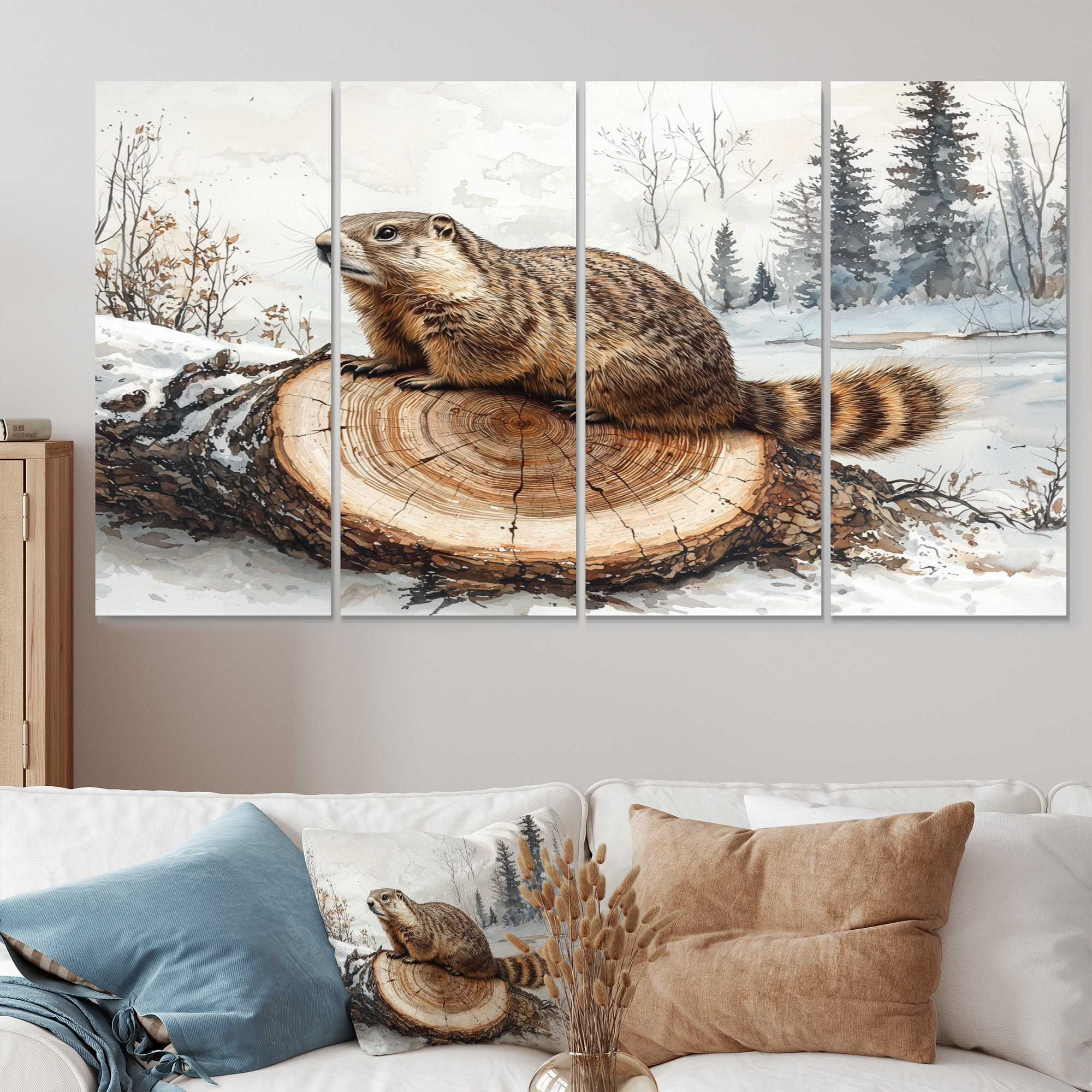 Millwood Pines Canadian Groundhog In Winter Landscape I - Groundhog ...