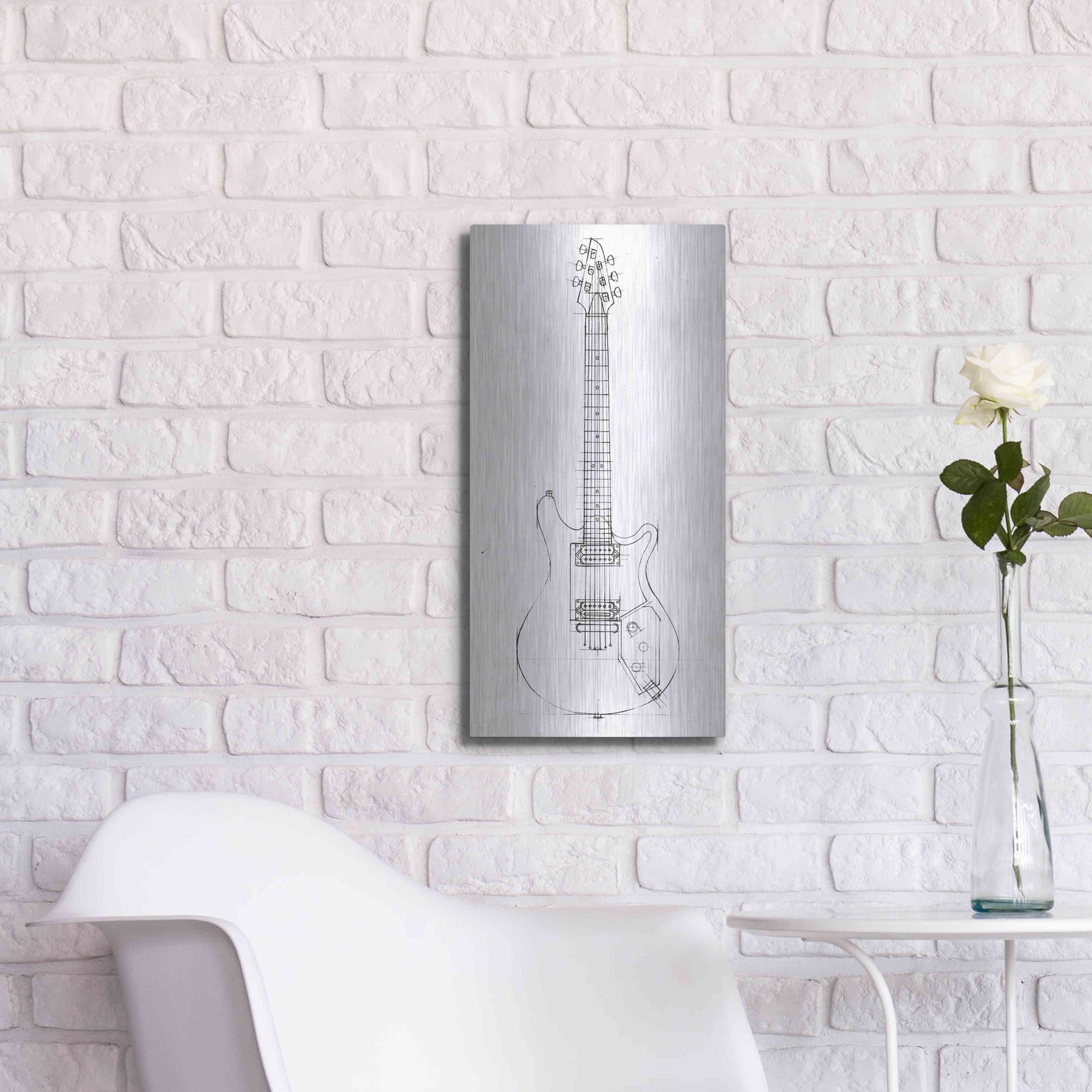 Red Barrel Studio Luxe Metal Art 'Inverted Electric Guitar Blueprint ...