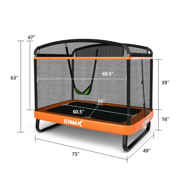 Gymax 6.25' Rectangle Backyard Trampoline with Safety Enclosure ...