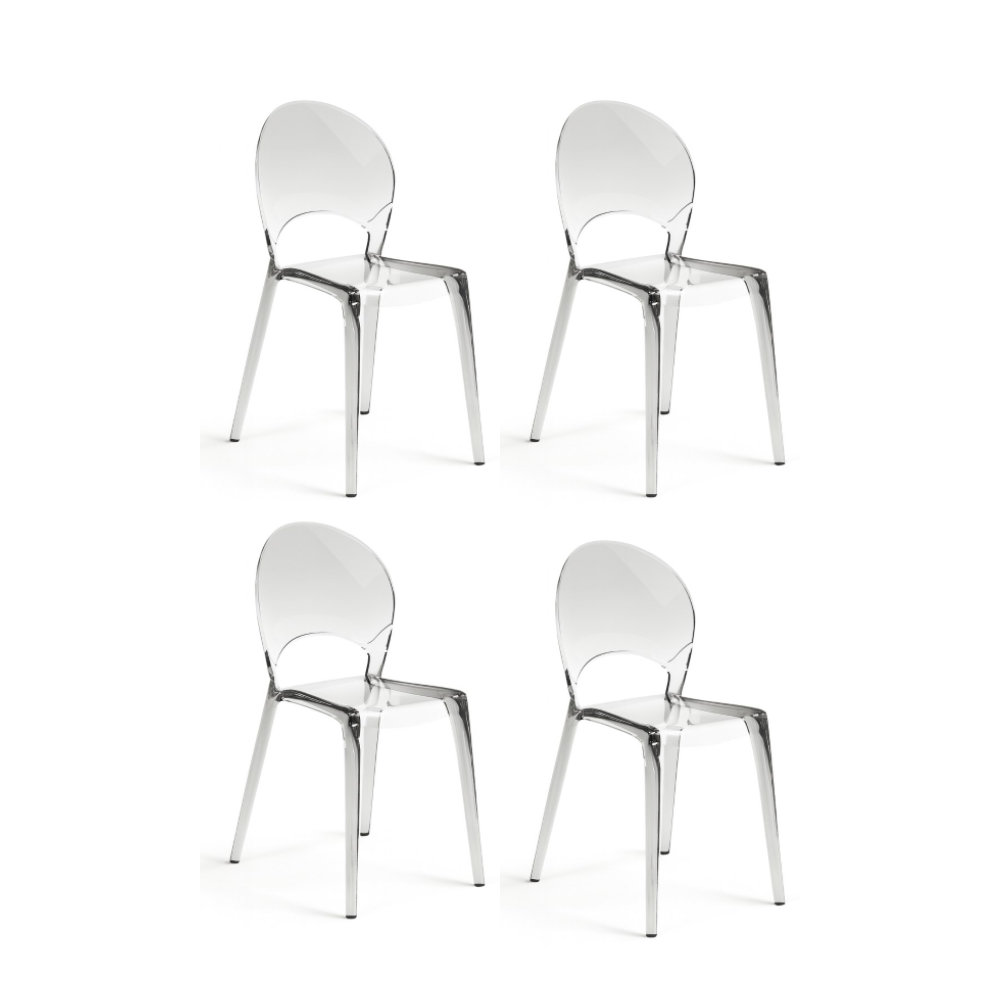 Ivy Bronx SET OF 4 POLYCARBONATE CHAIRS PEARL - TRASPARENT | Wayfair.co.uk