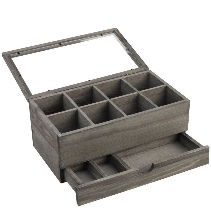 MyGift 8 Slot Wood Tea Box w/ Drawer | Wayfair