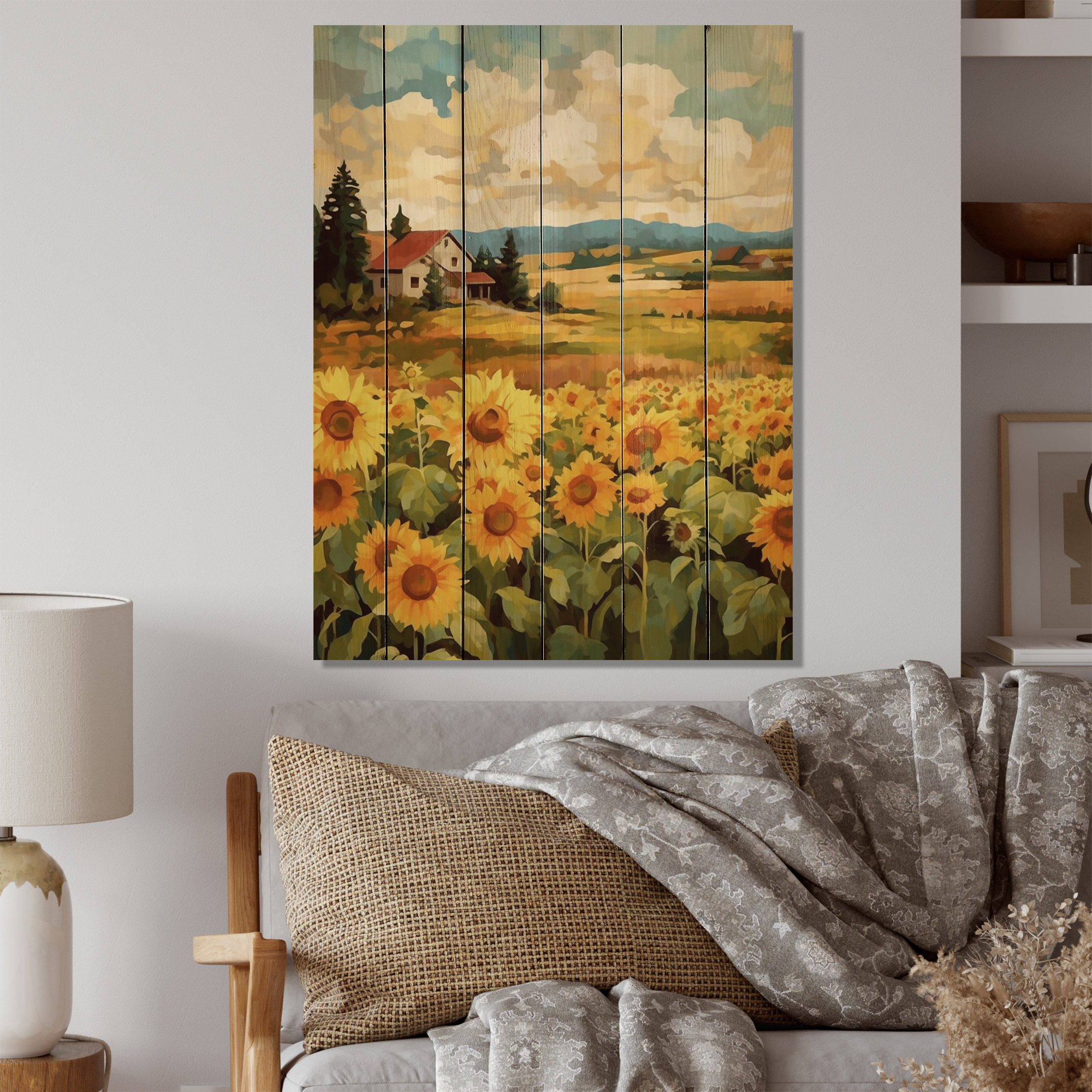 Red Barrel Studio® Janier Golden Cheerful Sunflowers I On Wood Print ...