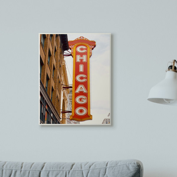 Ebern Designs Bright Red Vertical Light Up Chicago Sign On The Street ...