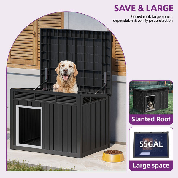 Archie & Oscar™ Plastic Dog House, Outdoor Indoor Dog Kennel With ...