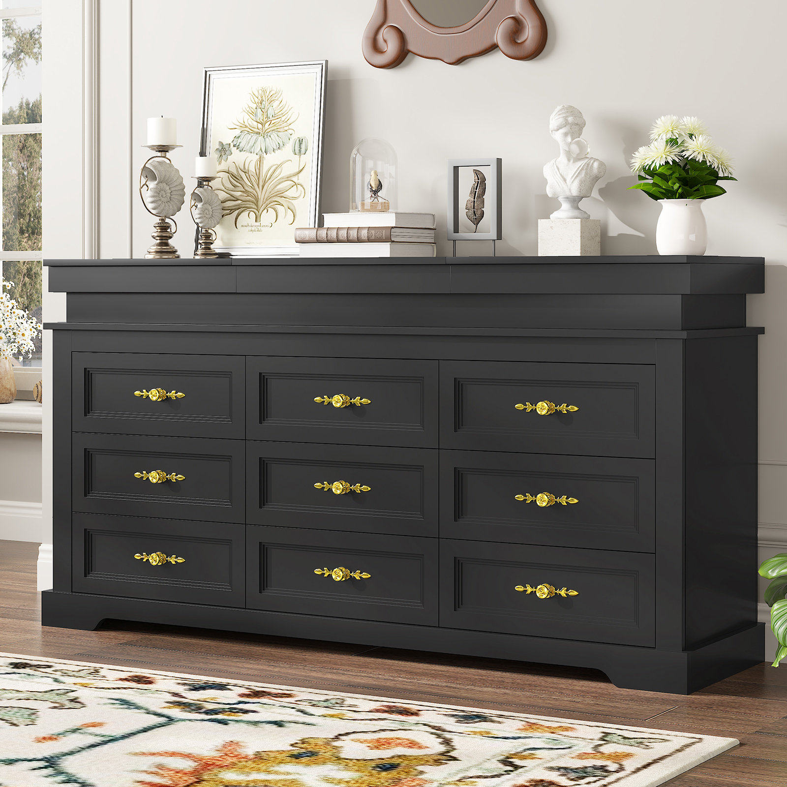Ivy Bronx Nine Drawer Storage Cabinet With Socket Strip And Light Strip ...