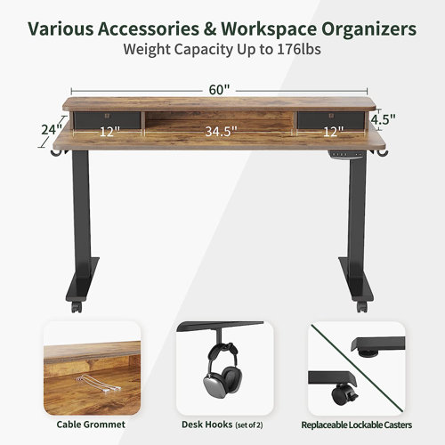 Inbox Zero Height Adjustable Standing Desk & Reviews | Wayfair