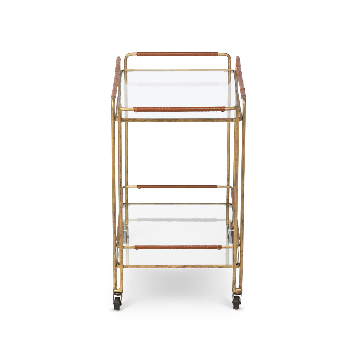 Park Hill Collection Langdon Antique Stainless Steel Gold Bar Cart With ...