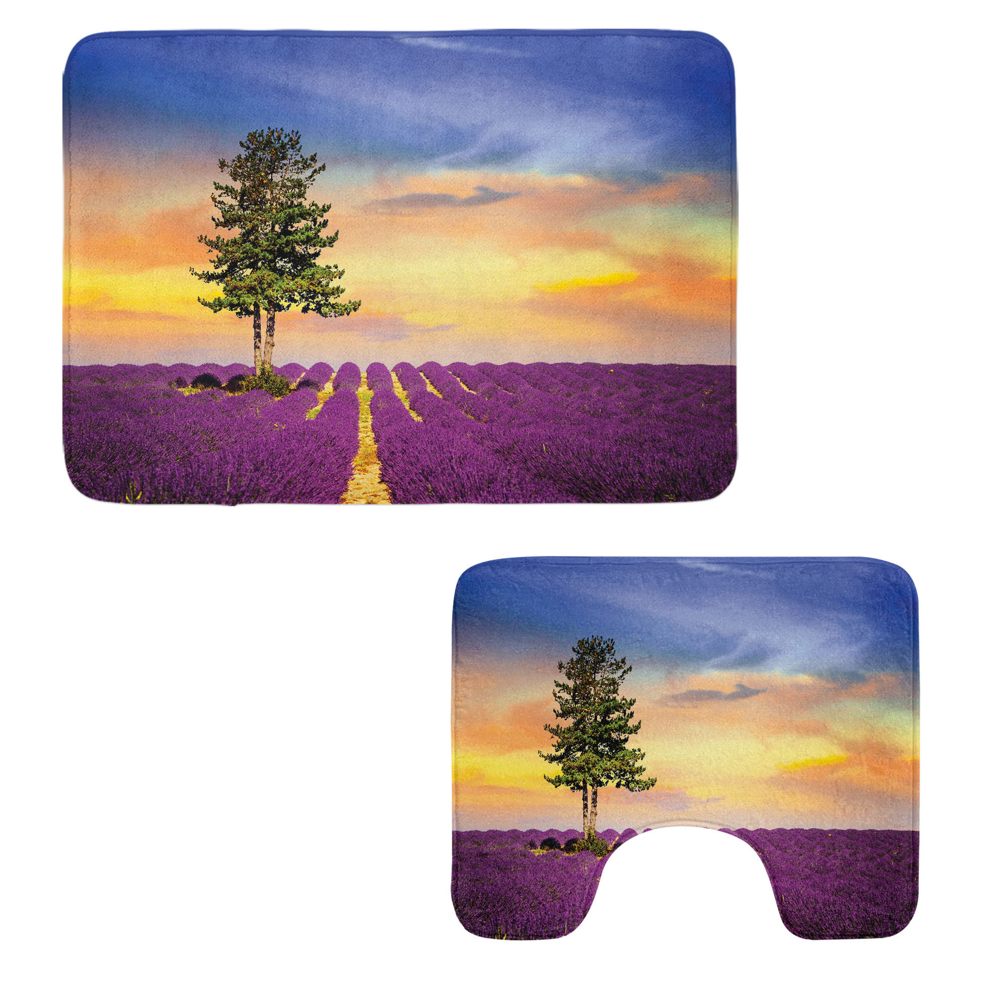East Urban Home Lavender Bathroom Rug Set 2 Pieces Rectangle & Contour ...