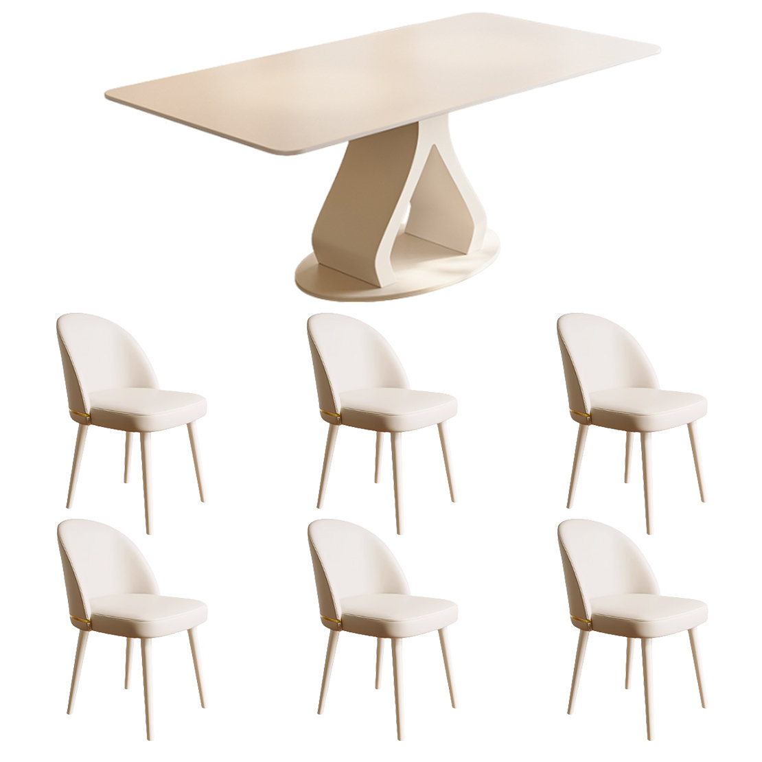 Animoe D Furniture Cream style rectangular dining table and chair | Wayfair
